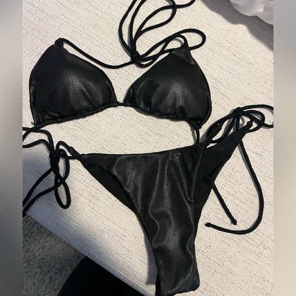 Berry Beachy | Swim | Berry Beachy Liquid Black Snakeskin Leather Ish ...